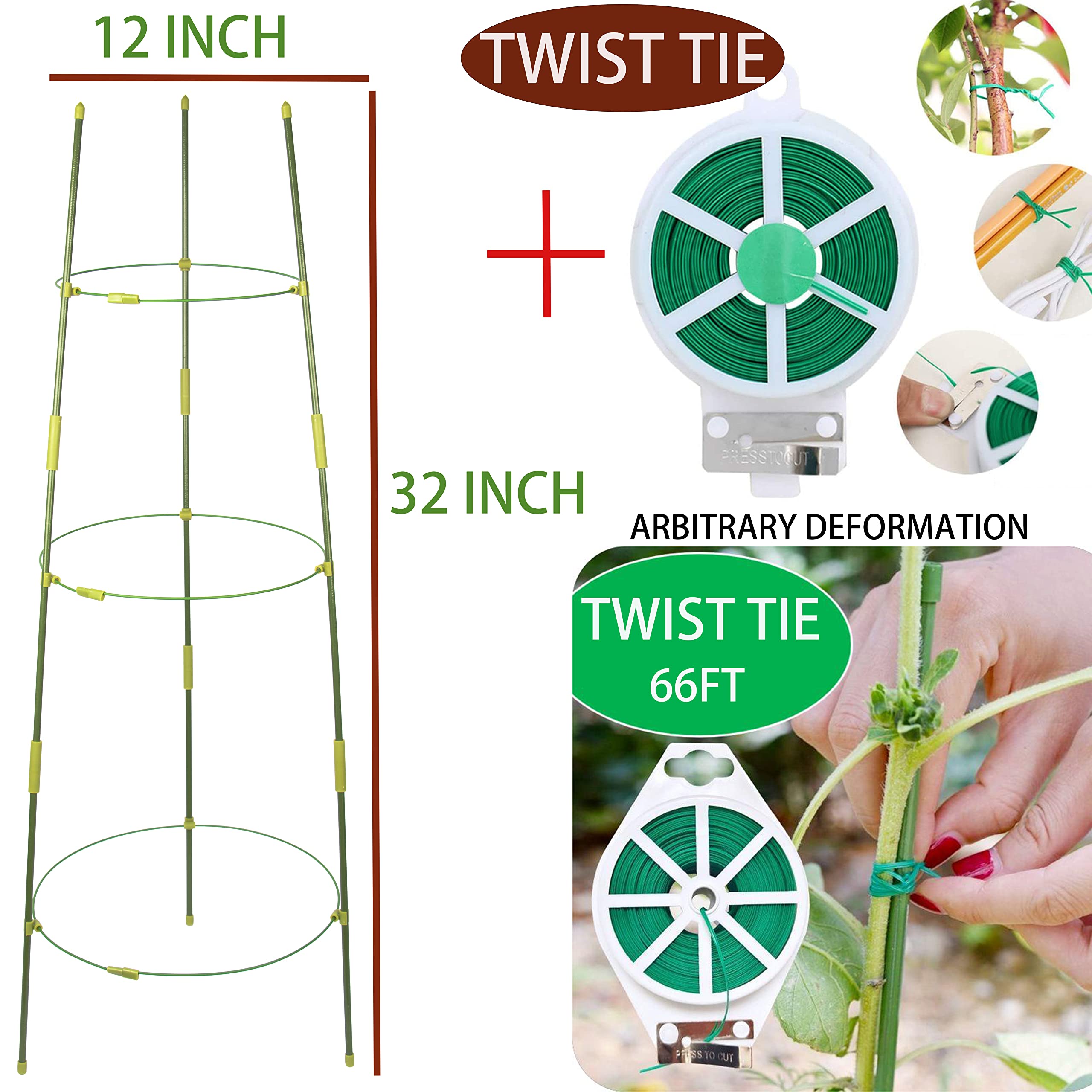 3 Pack Adjustable Tomato Plant Support, 32 Inch Adjustable Tomato Plant Support with 3 Adjustable Ring for Vegetables,Fruit,Rose Vine Climbing Plants Cucumber Trellis.