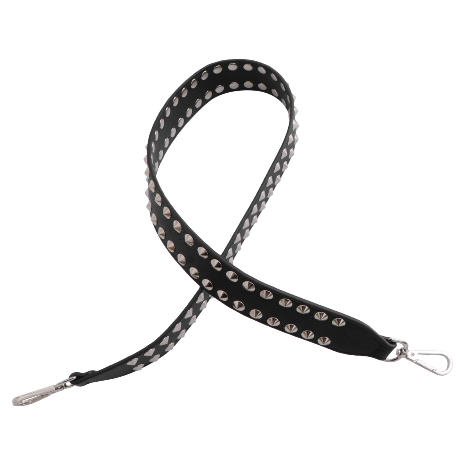 Artibetter Wide Leather Shoulder Bag Strap with siliver Studded Design Replacement Cross Body Handbag Purse Guitar Style Strap (Black)