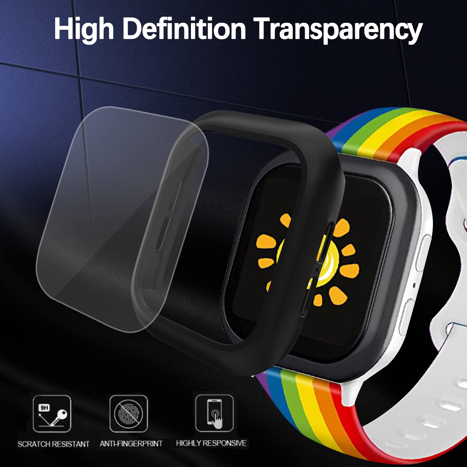 3PCS BENPNIU Hard PC Case Compatible with Gabb Watch Screen Protector, Full Coverage Ultra-Thin HD Bumper Protective Case for Gabb Wireless Kids Watch 2/1, Blue/Pink/Black