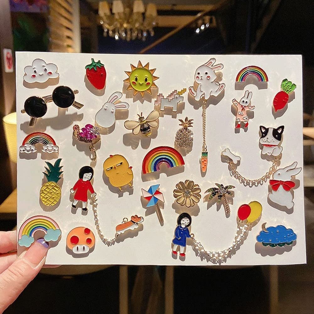 20 Random Enamel Pin Brooches Badges Cute INS Tide Personalized Pins Accessories Cartoon Clothes Hat Metal Small Jewelry (20)