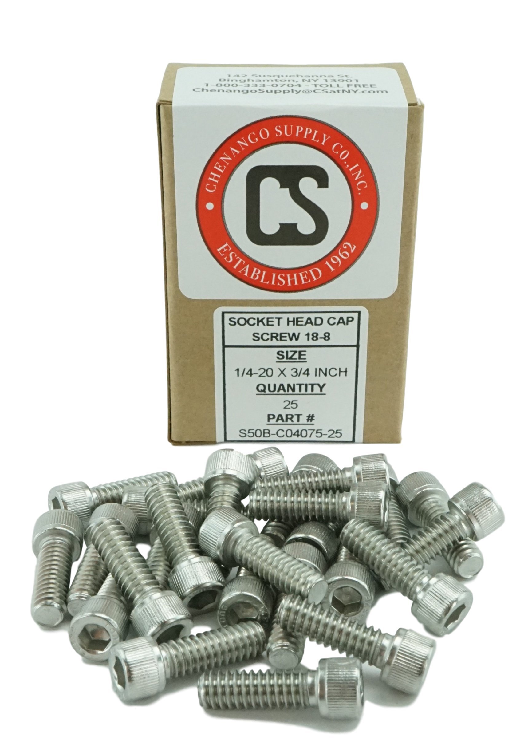 Stainless 1/4-20 x 3/4" (1/2" to 3" Available) Socket Head Cap Screws, Full Thread, Hex Drive, Stainless Steel 18-8, Coarse Thread (1/4-20 x 3/4")