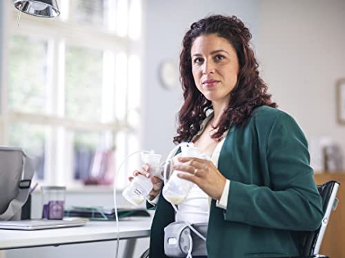Philips AVENT Double Electric Breast Pump Advanced, with Natural Motion Technology, with Clear Natural Response Baby Bottles, White Pump, Gray Bag, Pouch, and Belt, SCF394/62