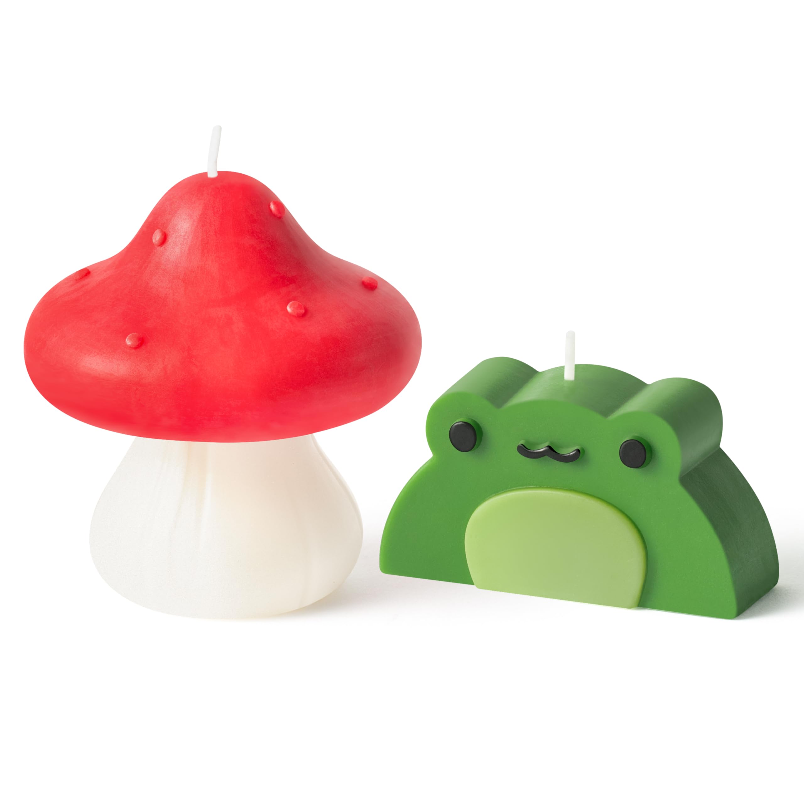 6sisc Mushroom Frog Scented Candles Gift Danish Pastel Aesthetic Decor Pine Fragrance Aromatherapy Long Lasting Natural Soy Wax Candles for Home Bedroom Bathroom Desk Decoration