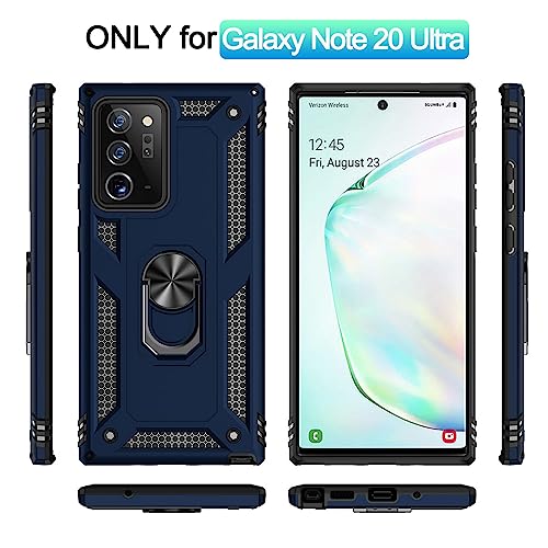 ADDIT Note 20 Ultra Case Samsung Note 20 Ultra Phone Case Galaxy Note 20 Ultra Case, [ Military Grade ] with Magnetic Car Mount Ring Holder Stand Case for Samsung Galaxy Note 20 Ultra 5G - Blue