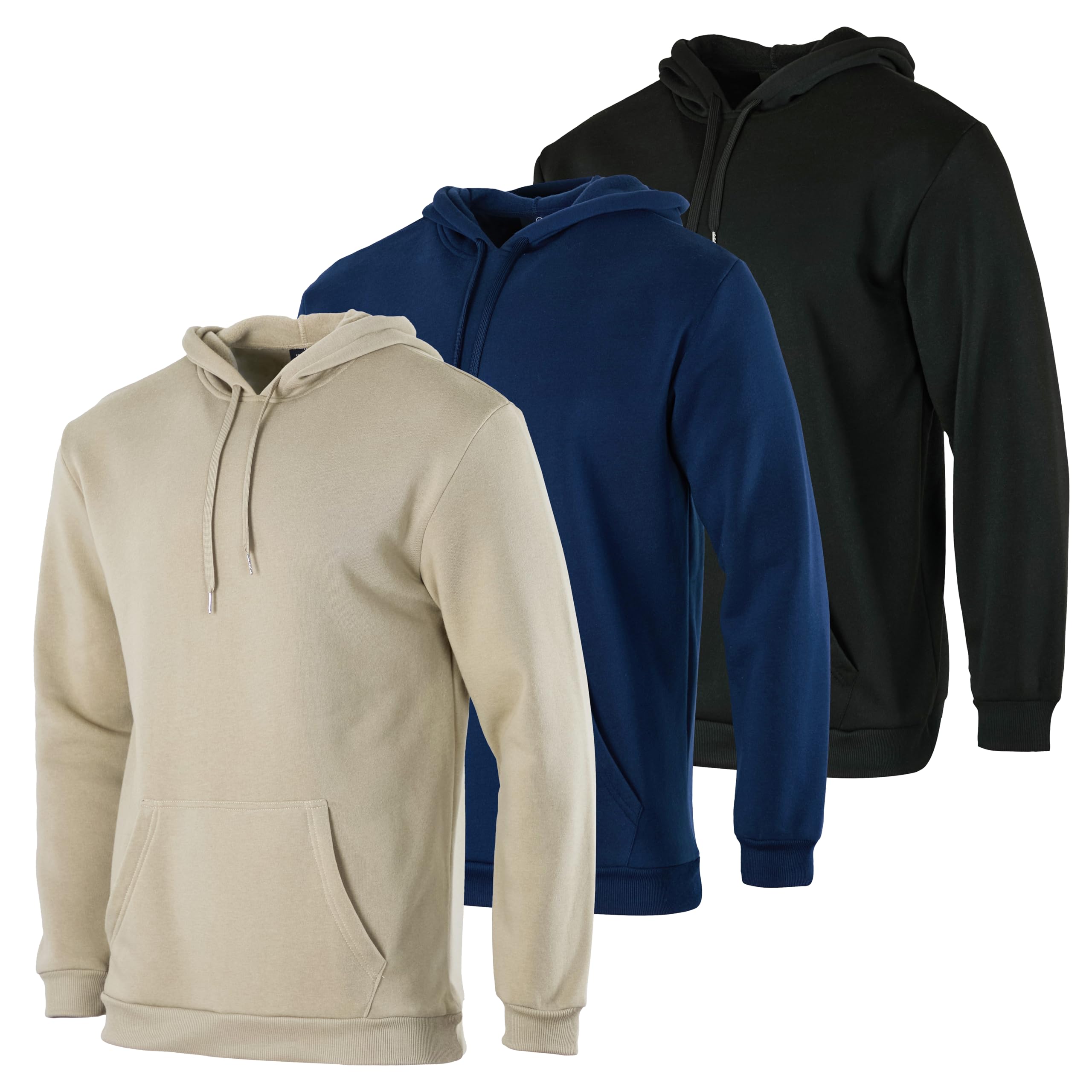 3 Pack: Menâs Fleece Warm Dry Fit Wicking Long Sleeve Active Athletic Hoodie Performance Hooded T Shirt Workout Running Fitness Gym Sports Fishing Casual Sweatshirt Outdoor Hiking-Set 3, X-Large