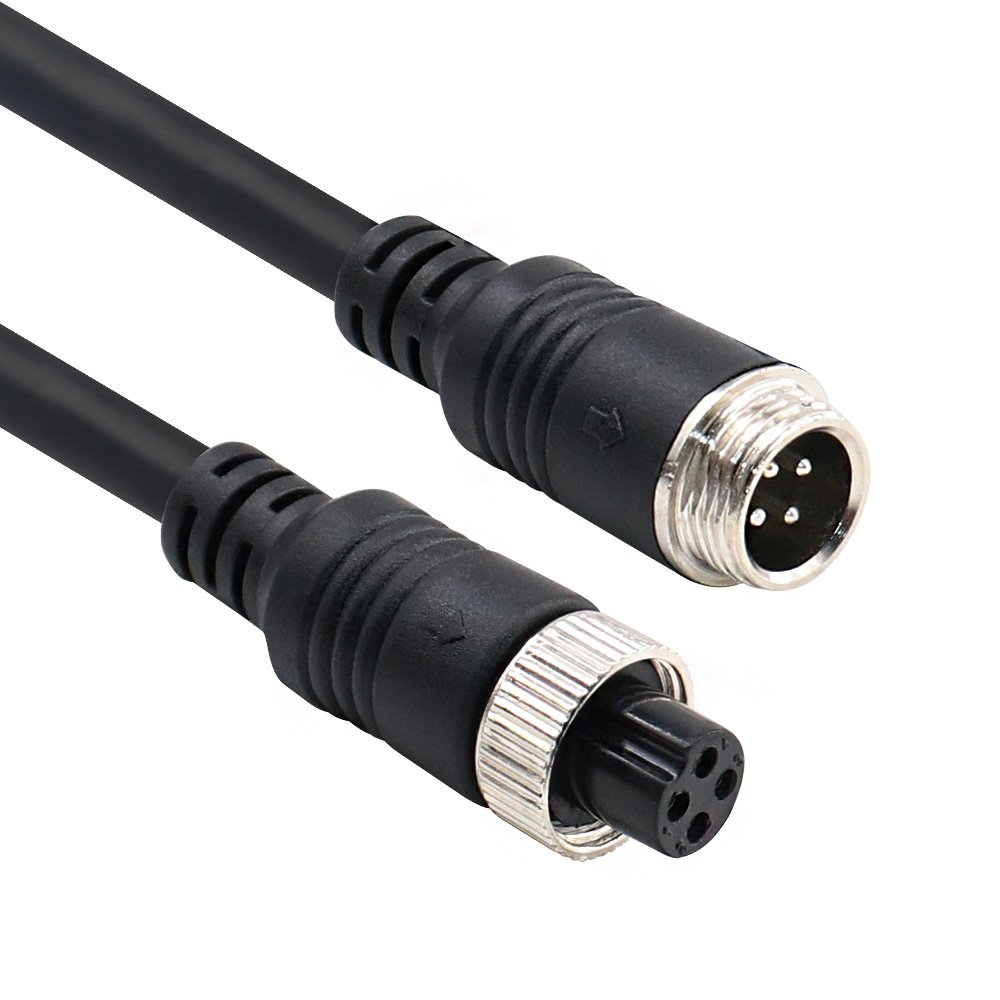 Yeung Qee Car Video Extension Cable 4Pin Aviation Video Extension Cable and Power Cord Shield AV Extension Cable Truck Trailer Camper Bus Motorhome Vehicle Backup Monitor System(15ft/5m)