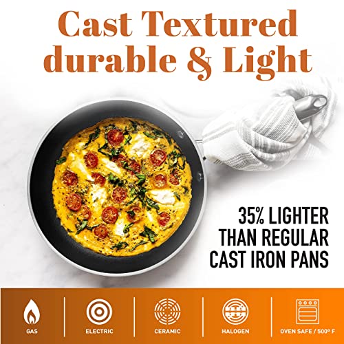 Gotham Steel Copper Cast 10 Piece Pots and Pans Set with Ultra Nonstick Diamond Surface, Includes Frying Pans, Stock Pots, Saucepans & More, Stay Cool Handles, Oven & Dishwasher Safe, 100% PFOA Free