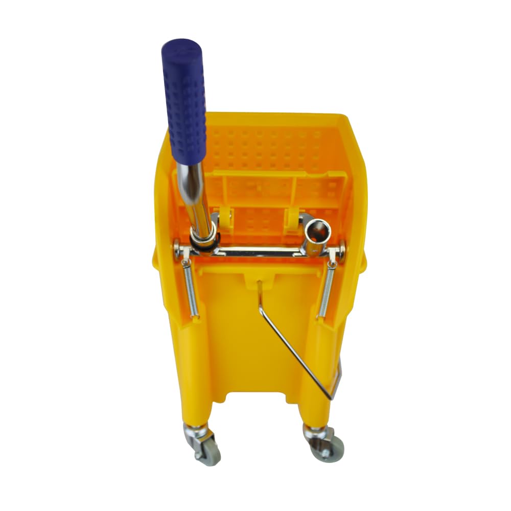 20L Rolling Janitorial Cleaning Mop Bucket Commercial Restaurant with Down Press Wringer