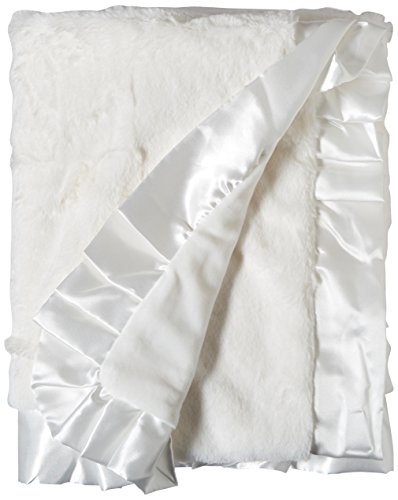 Applesauce Satin Trimmed Baby Blanket, White