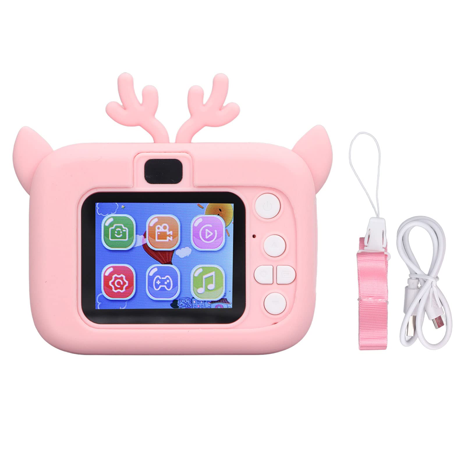 20MP Children Camera, 1080P HD Video Kids Digital Camera Silicone Shell Automatic USB Charging AI Face Recognition for Photography Game (Pink Yellow)