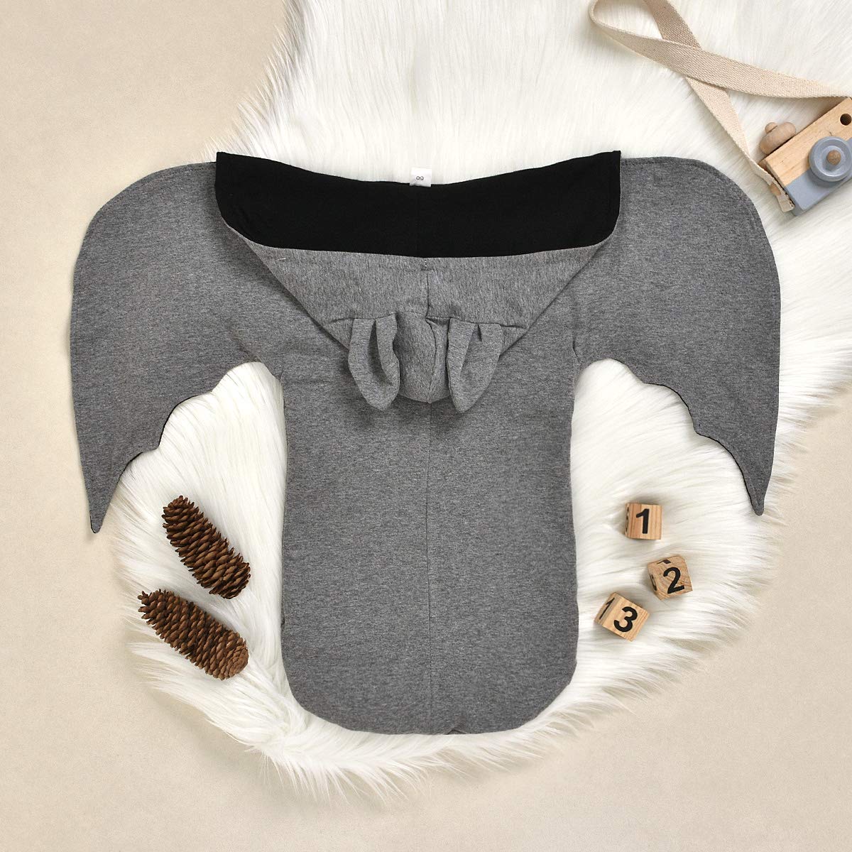 puseky Baby Cute Bat Sleeping Bag Newborn Hooded Swaddle Blanket Sack Crib Wrap for Boys and Girls Dark Gray