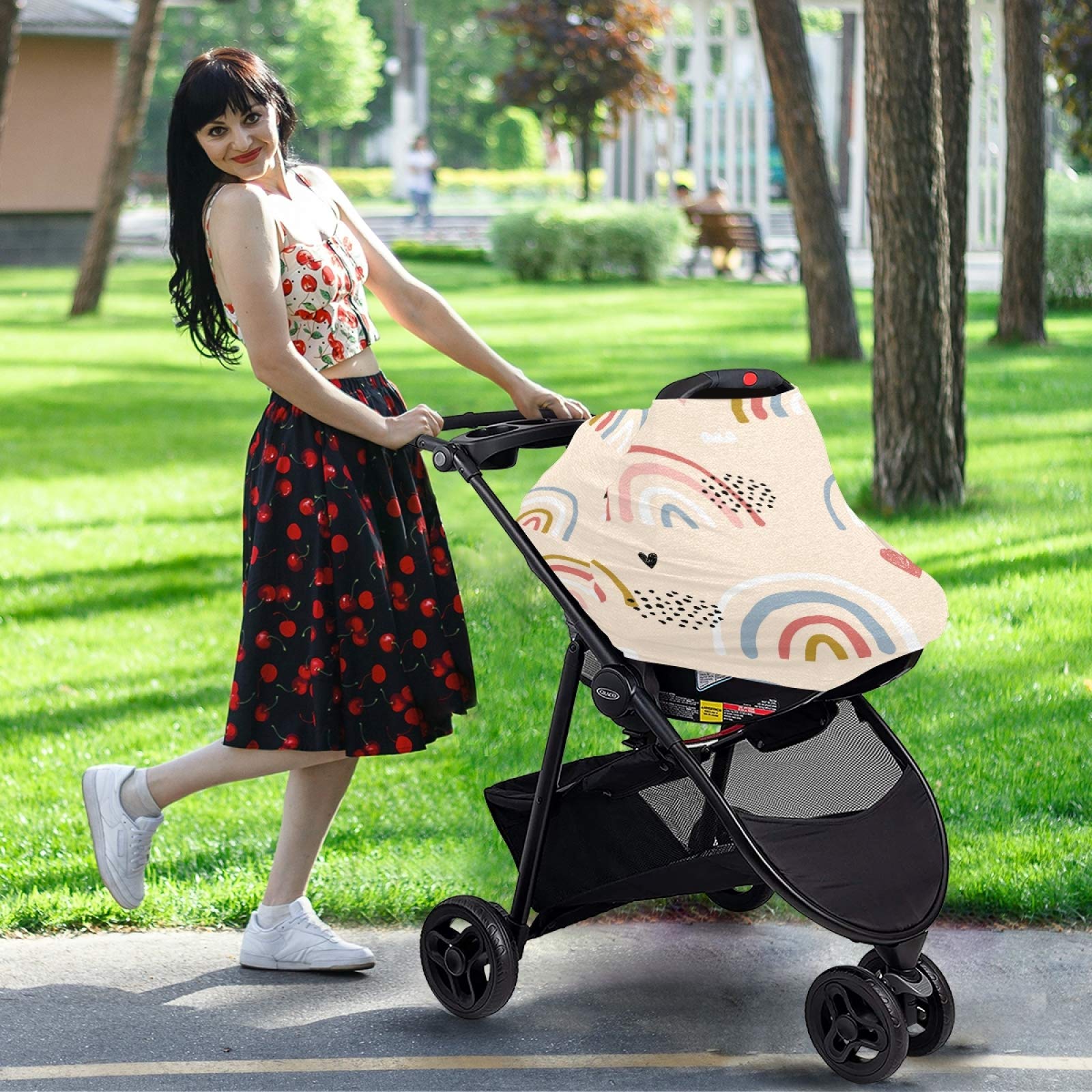 Nursing Cover Breastfeeding Scarf Colorful Rainbows and Hearts - Baby Car Seat Covers, Stroller Cover, Carseat Canopy (0na7c)