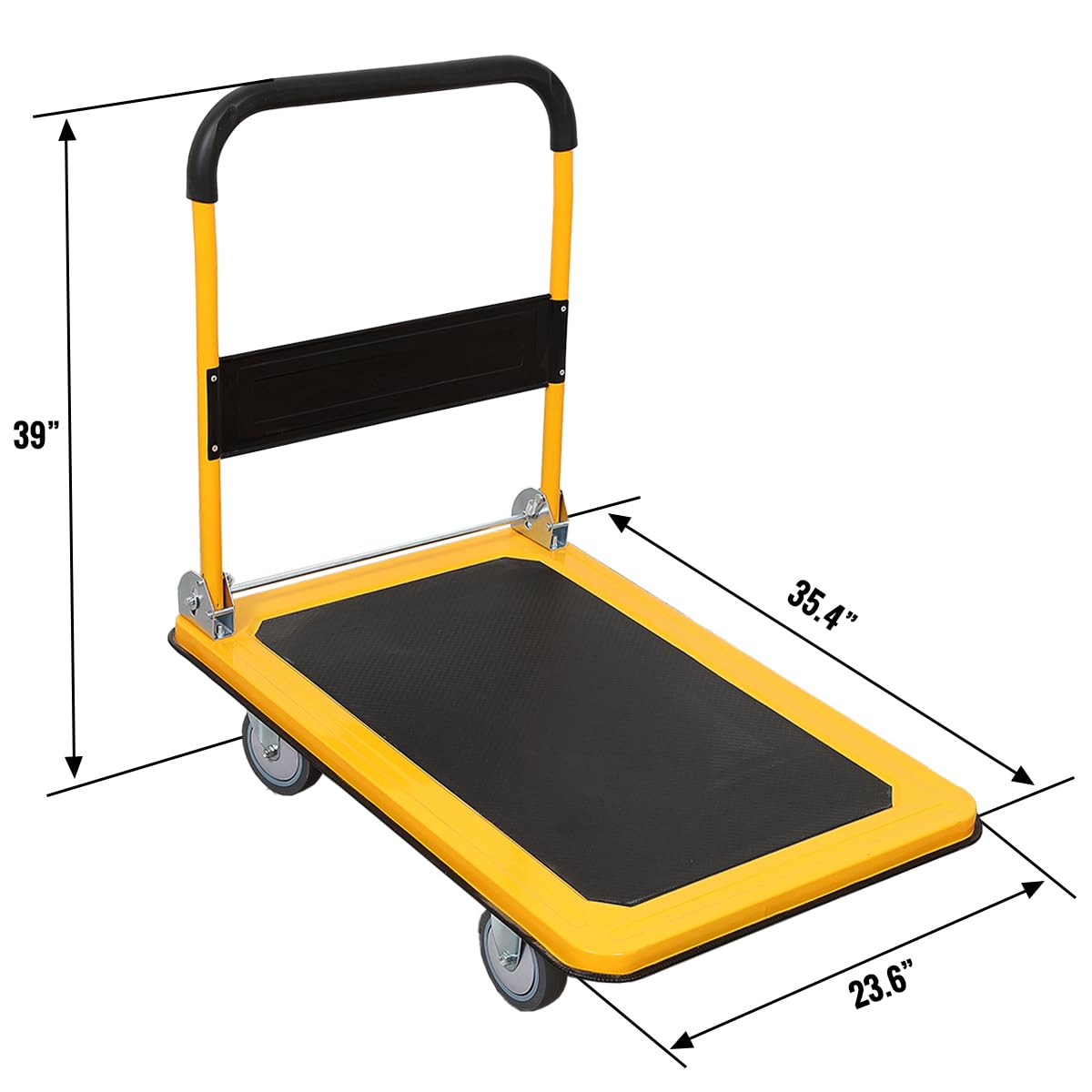 2 Pack Foldable Push Cart Dolly 35" x 24" Heavy Duty 880 lbs Capacity Platform Truck | Flatbed Cart with Swivel Wheels | No Assembly Required | Easy Storage | Ideal for Warehouses Storage and Stores