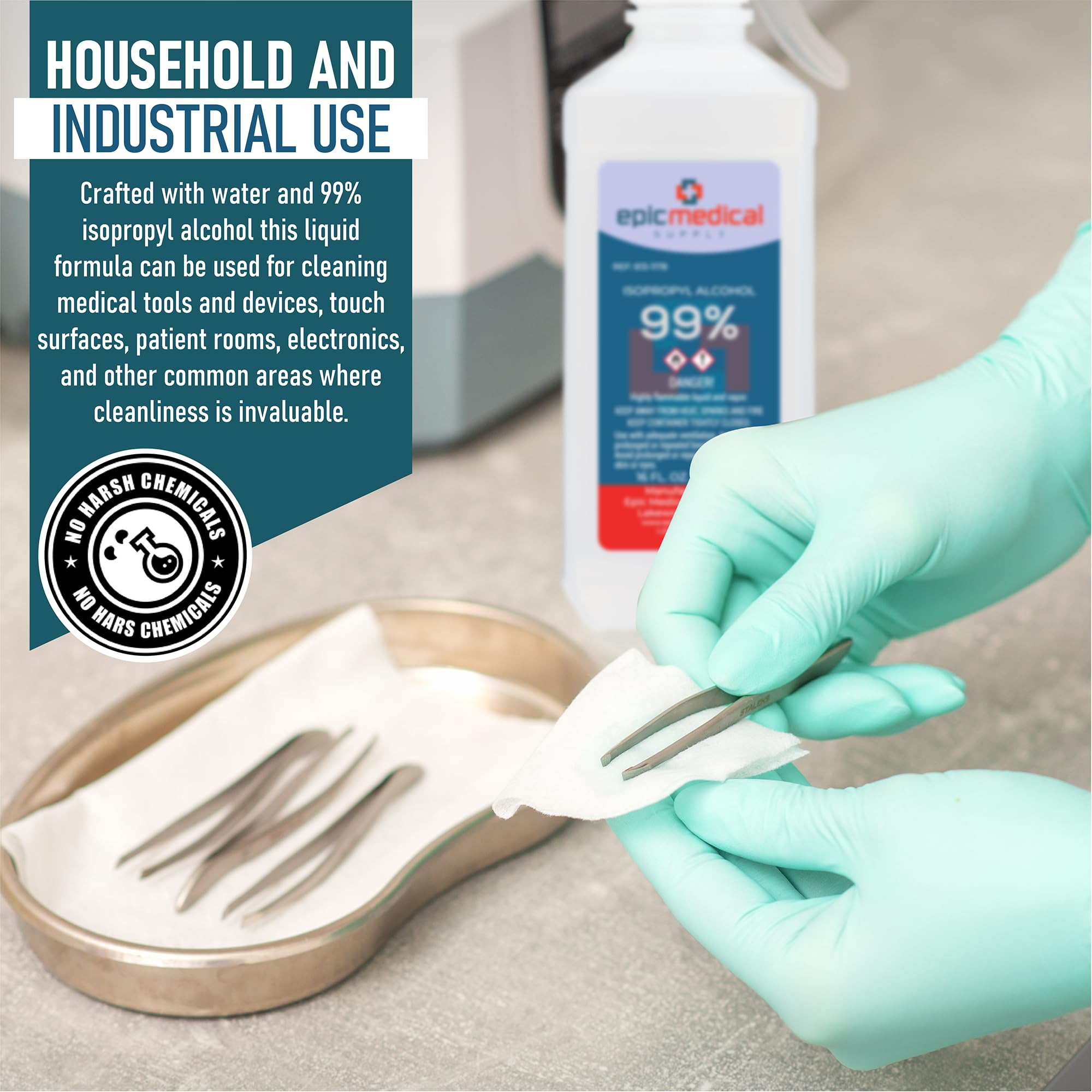 99% Isopropyl Alcohol 99 Percent, Rubbing Alcohol 99 Percent 16 oz. Bottle, General Purpose Cleaner for Glass and PCB, Technical Grade, Alcohol for Nails (1)