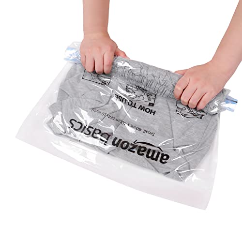 Amazon Basics Roll-Up Travel Storage Bags, 12 Packs of 6 (Small & Medium), Multiple, Clear