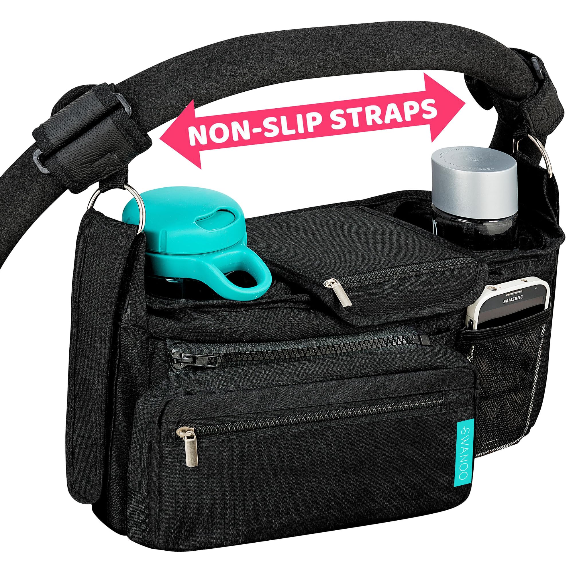 Swanoo Set of 2 Non-Slip Straps. Compatible with Swanoo Stroller Organizer