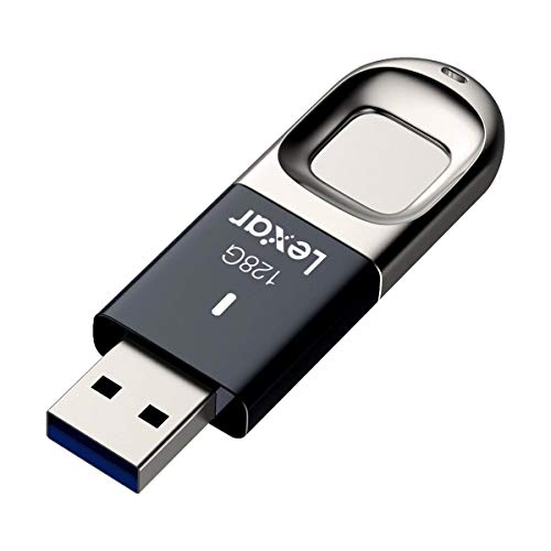 Lexar Jumpdrive Fingerprint F35 128 GB USB 3.0 Flash Drive, Black/Silver (LJDF35-128BNL)