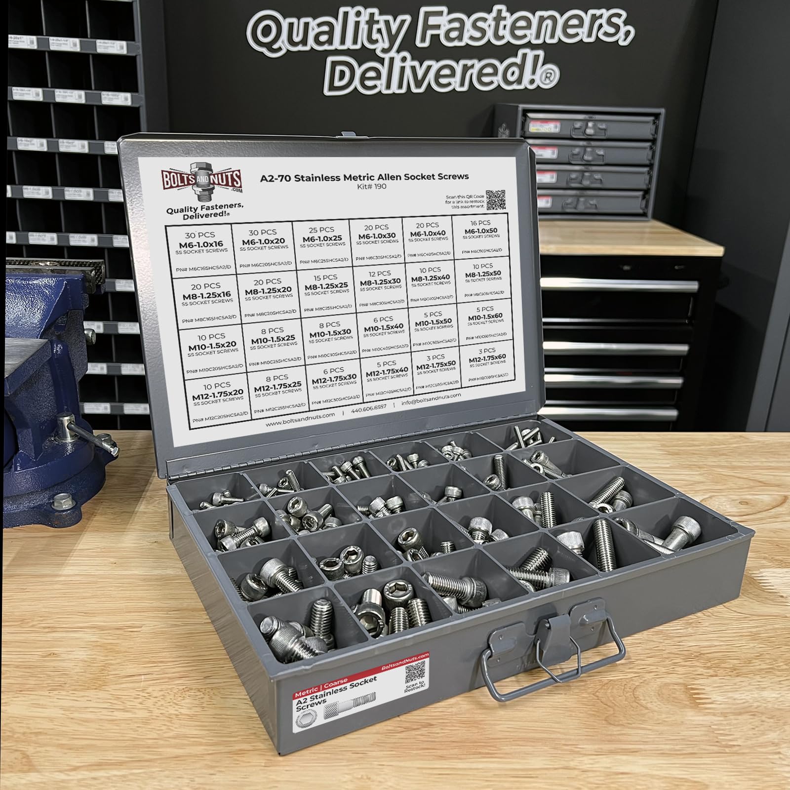 Metric Stainless Steel Allen Socket Head Cap Bolts Screws A2 18-8 (304) Assortment M6 M8 M10 M12-306PCS