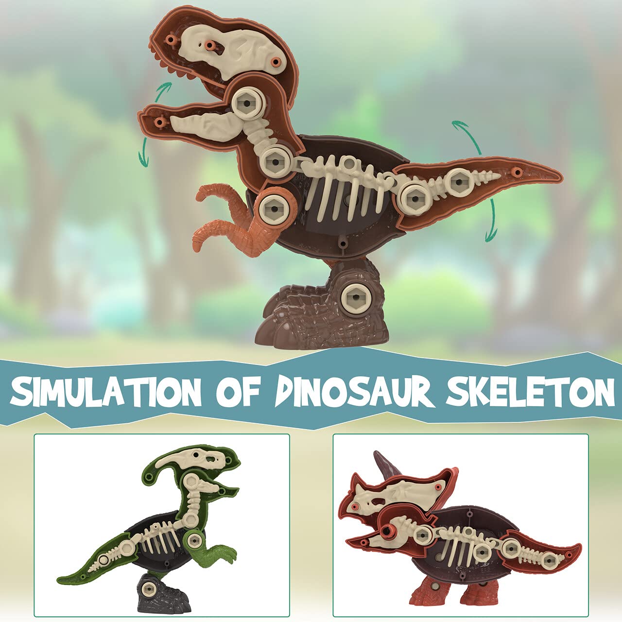 Batlofty Dinosaur Toys for 3 4 5 6 7 Year Old, Take Apart Dinosaur Toys with Electric Drill, STEM Construction Educational Toys with Skeleton, Birthday Christmas Easter Gift for Boys Girls