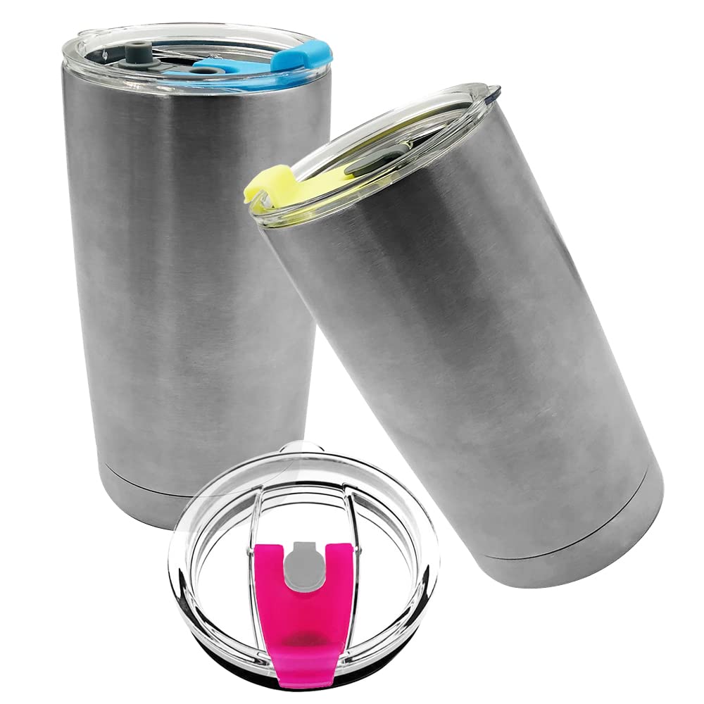 20oz Tumbler Lids Set of 3 Fit for YETI Rambler, Ozark Trail, Rtic and More, maxin Spill Proof and Splash Resistant Lids Covers（1Pink+1Blue+1Yellow）