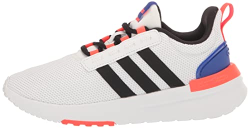 adidas Baby Racer TR21 Running Shoe, White/Black/Lucid Blue, 6 US Unisex Infant