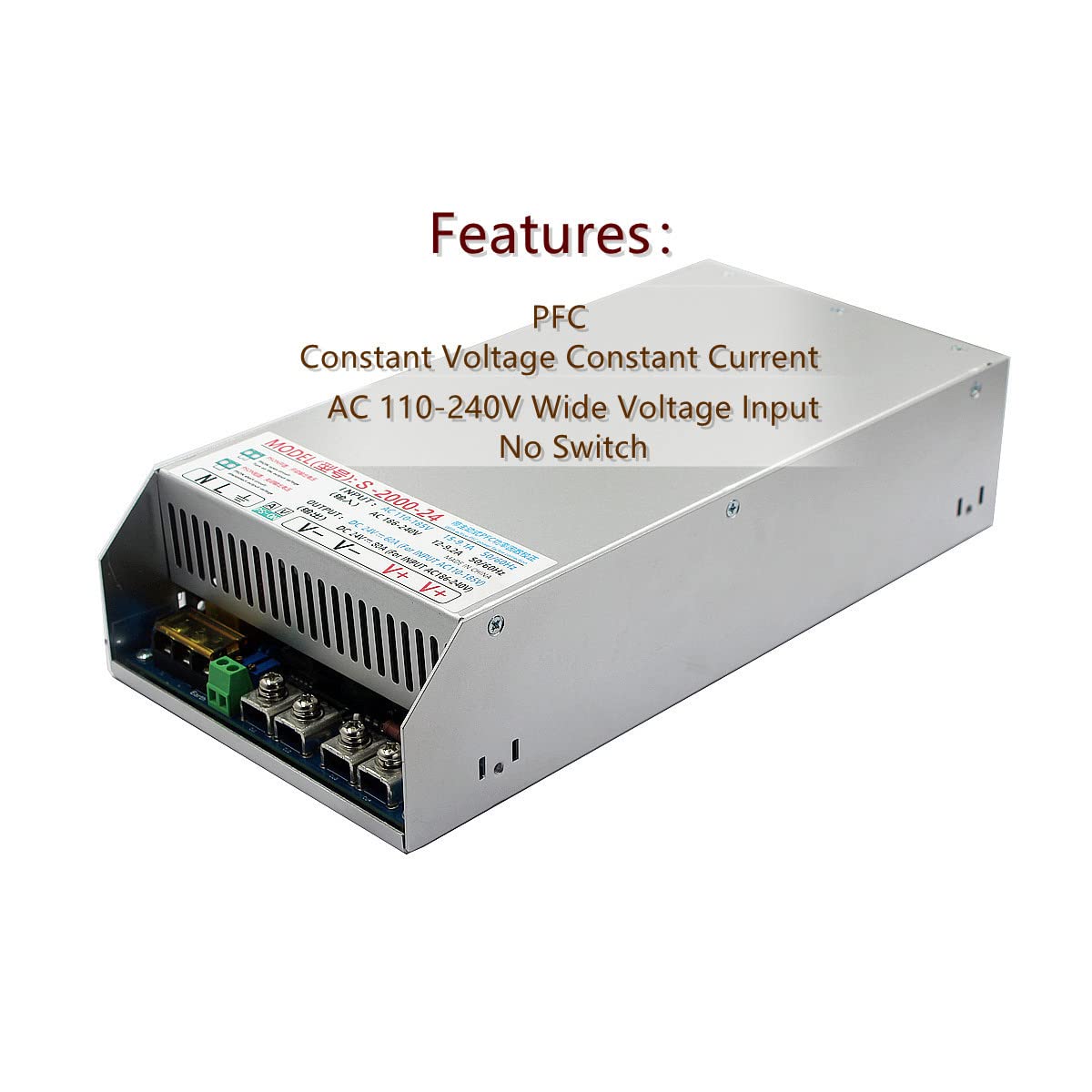 JINGMAIDA Switching Power Supply 2000W with PFC 110-240V AC to DC Power Supply 48V 41Amp 2000W for CCTV, Radio, Computer Project, LED Strip Lights, 3D Printer