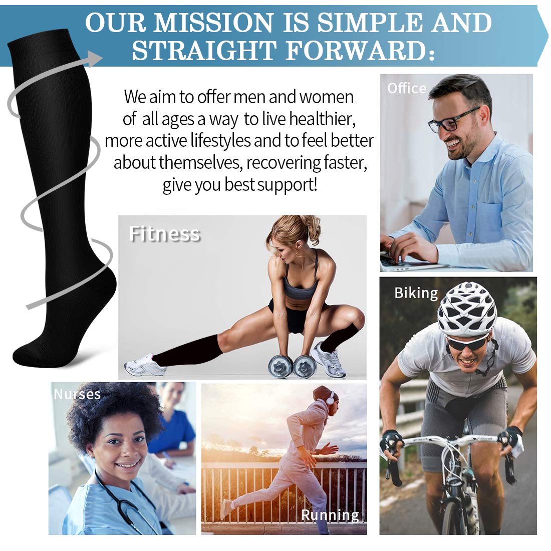 3 Pack Medical Compression Sock-Compression Sock for Women and Men-Best for Running,Nursing,Sports