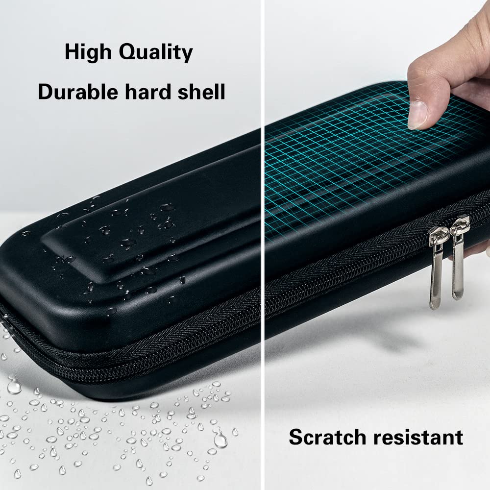 4 in 1 Carrying Case and Accessories Compatible with Nintendo Switch Console - GH Switch Hard Carry Case Black x1, Screen Protector Tempered Glass x1, JoyCon Controller Cover x2, Joystick Covers x2
