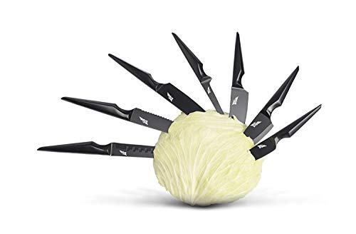 Edge of Belgravia GALATINE's Professional Chef Knives Set With Erogonomic Grip For Kitchen & Dining,Thick Blade,Stainless Steel (7pcs,Black)