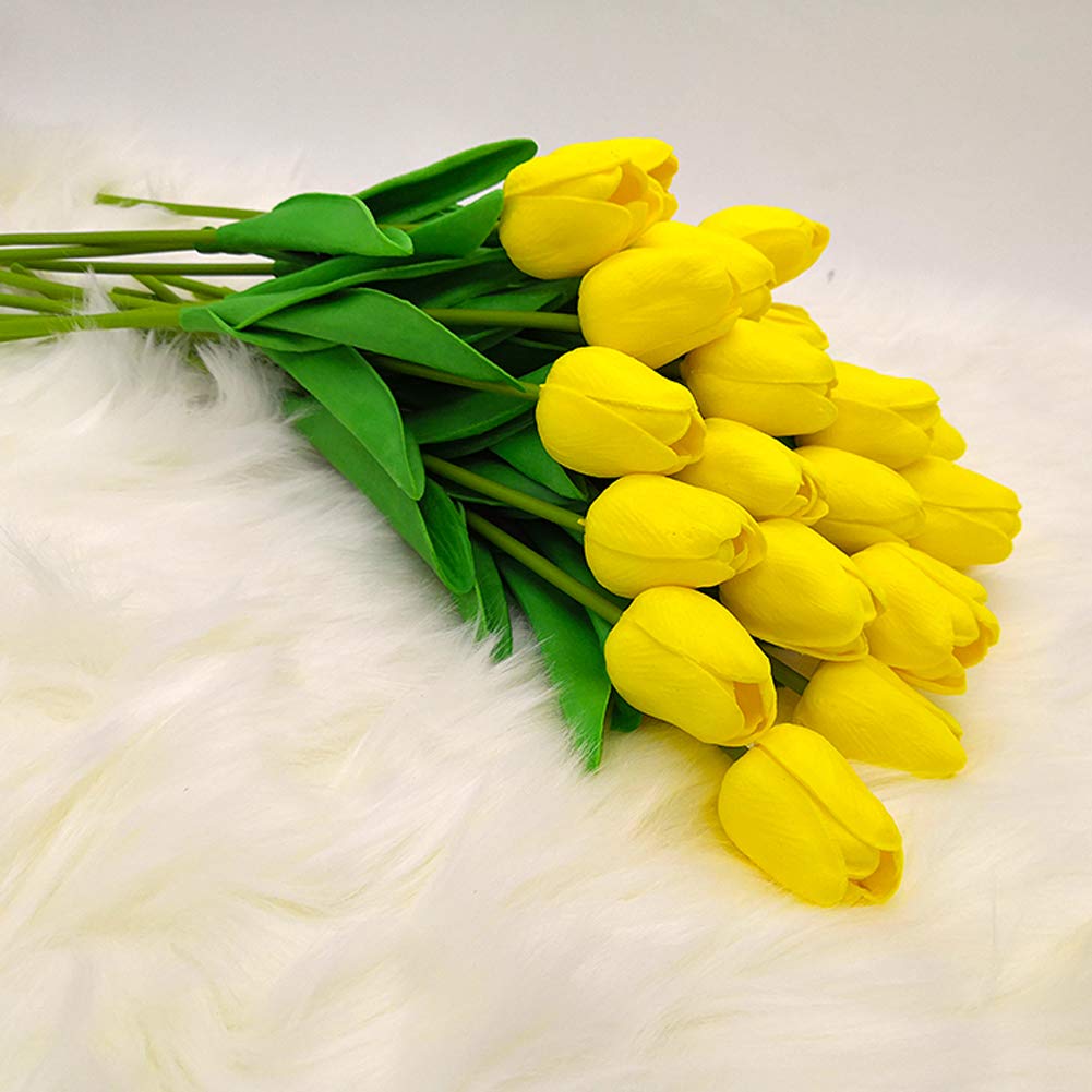 20PCS Artificial Tulips Flowers,Real Touch Tulips Fake PU Plant Great for Wedding Party Home Room Decoration