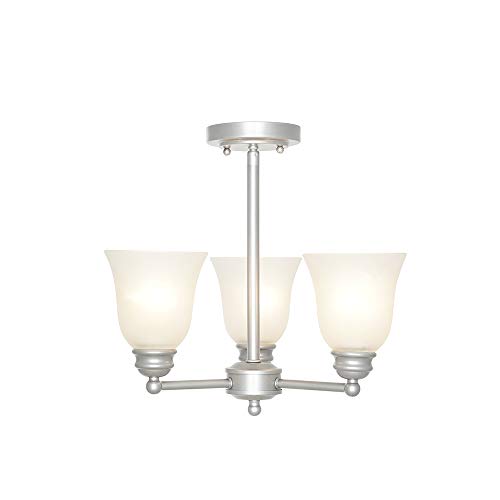 Amazon Brand โ Ravenna Home Classic 3 Light Semi-flush Mount Chandelier, Bulbs Included, 14.5"H, Silver