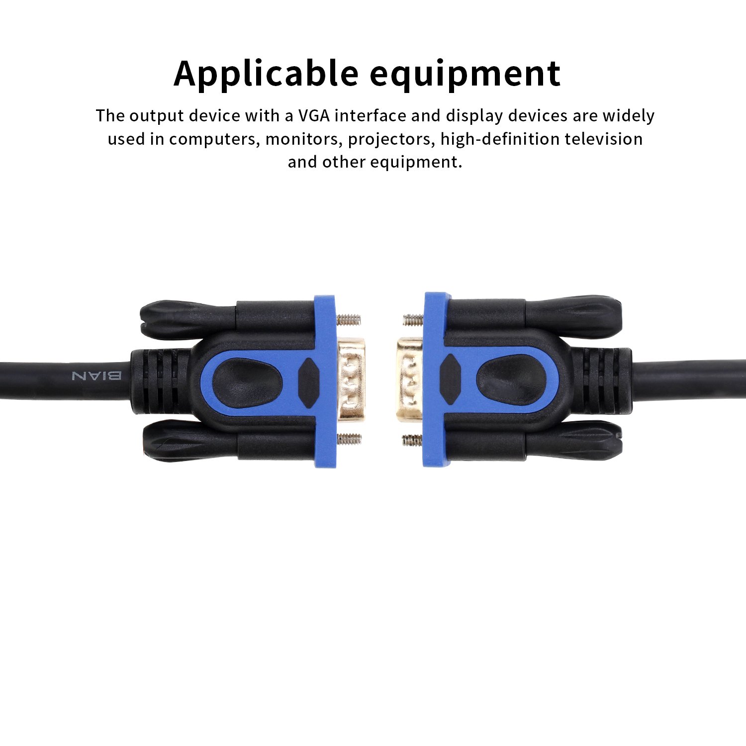 VGA Cable, VGA to VGA HD15 Monitor Cable SVGA M/M HD Cable Gold Plated Connectors Support 1080P Full HD for PC, HD TV, Projector, etc 6 Feet