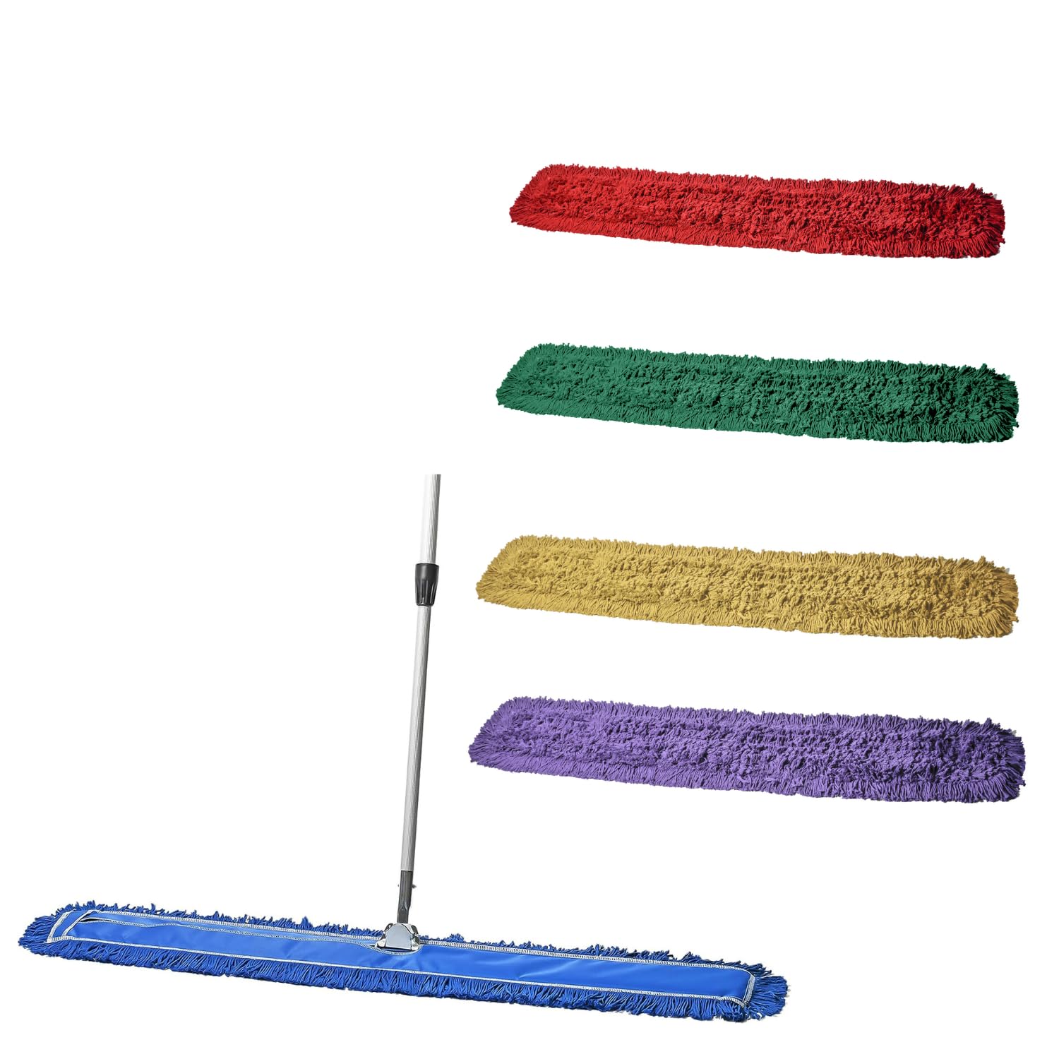48 Inch Blue Dust Mop with Metal Handle and 48 Inch Dust Mop Refill Bundle - 1 Mop Sets and 4 Refills