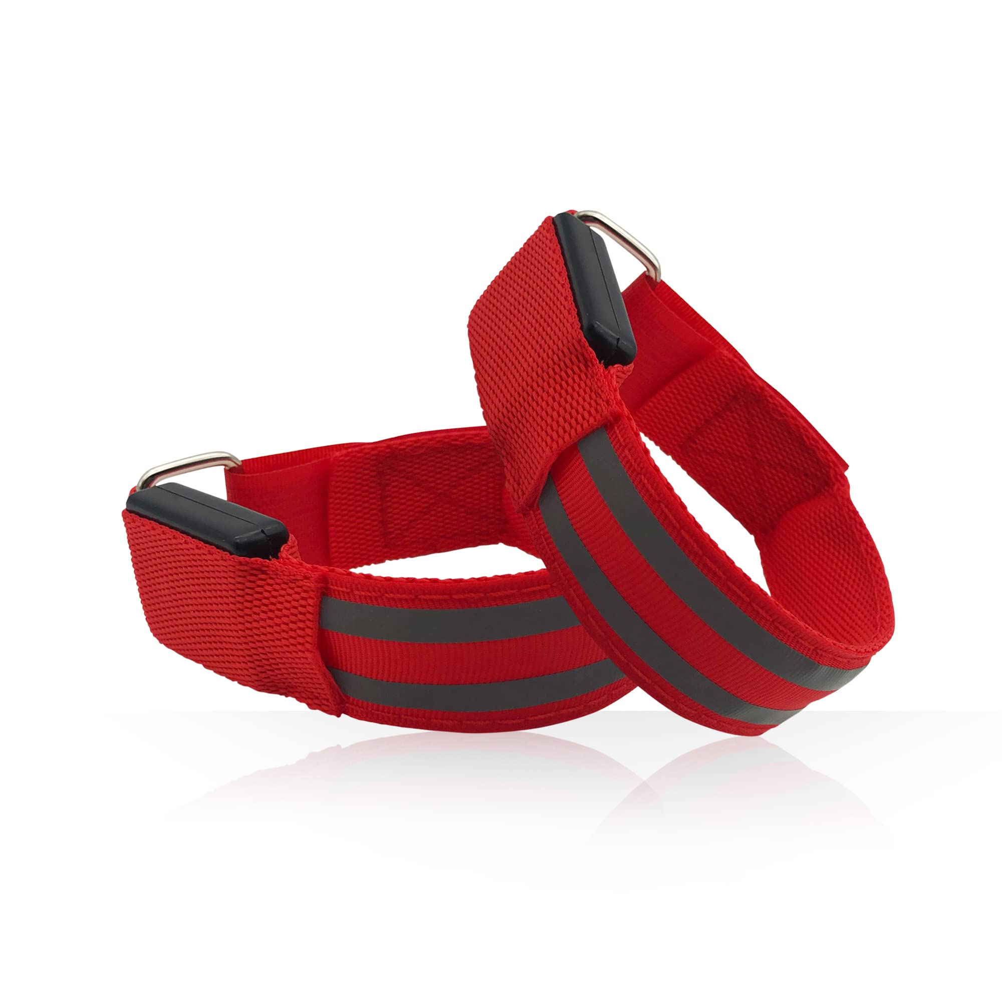 2 Pack LED Armband for Running Cycling Exercising Glow Light up in Dark Night Running Gear Safety Reflective Sports Event Wristbands with USB Charging Cord (Red)