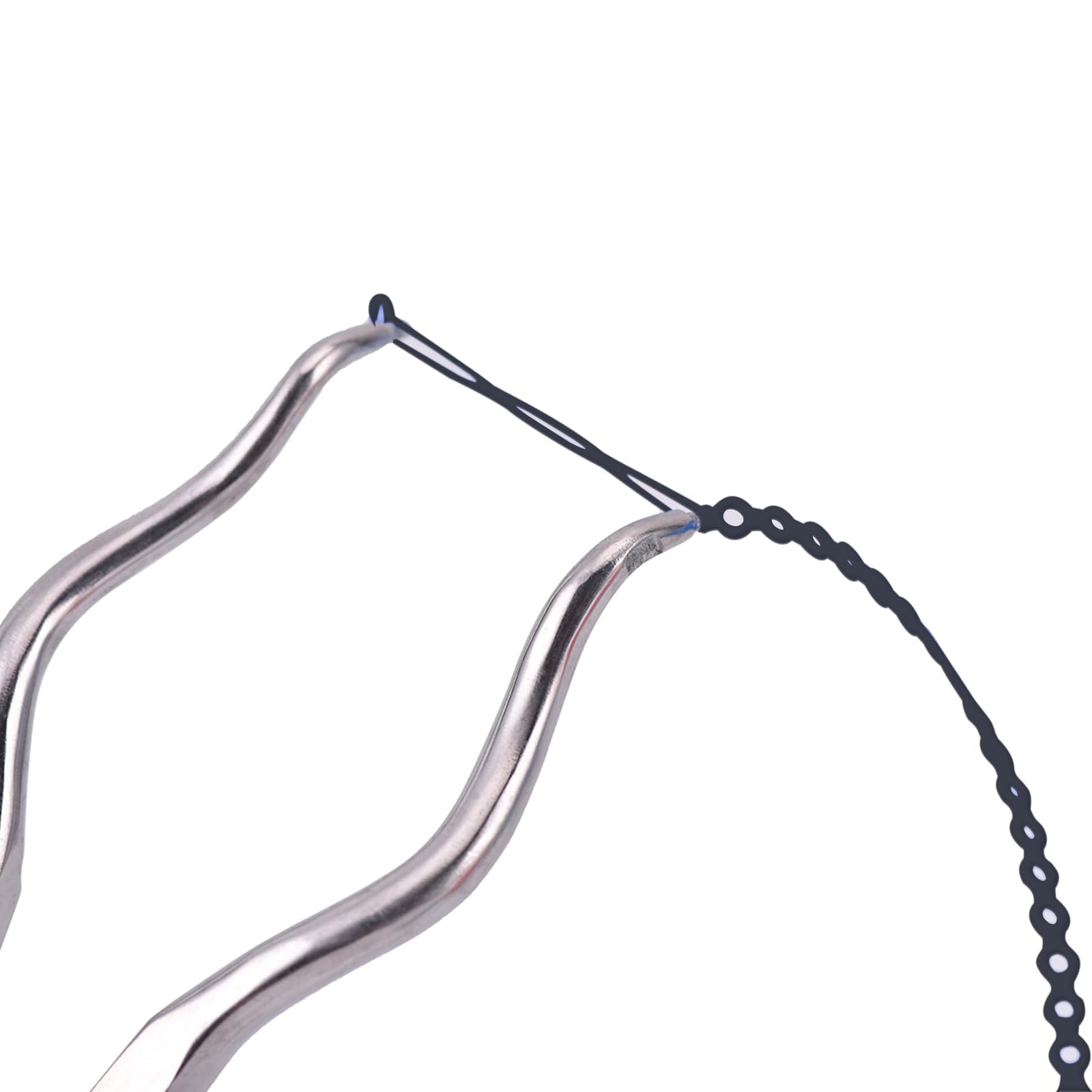 faruijie Colourful Elastic Power Chain for Braces Dental Orthodontic Powerchains 3 Sizes Ortho Rubber Band(Long,Black 9#)