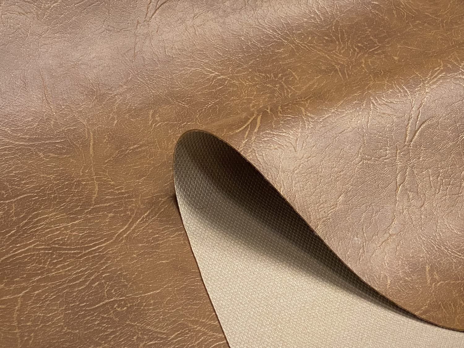 A-Express Grained Faux Leather Fabric - Synthetic Leather - 54" Wide by The Yard Vinyl Pleather PU Material - Upholstery Fabric for Car, DIY Craft Leatherette Sheets - 1/2 Yard 54" x 18" Light Brown