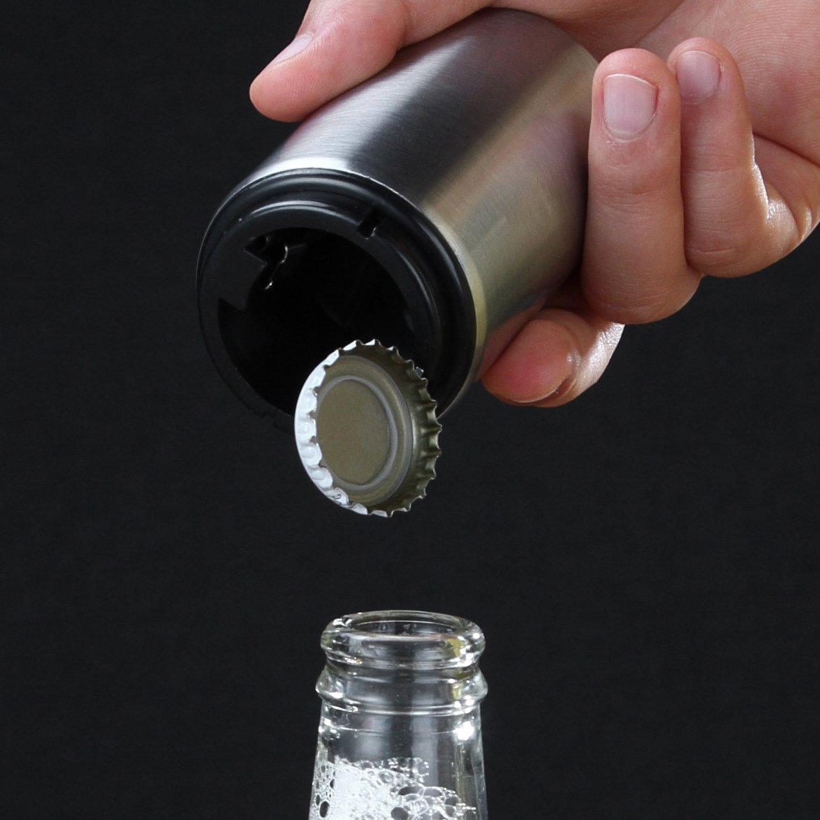 3 Pack Push Down Bottle Cap Opener by HQY, Silver (New Version)