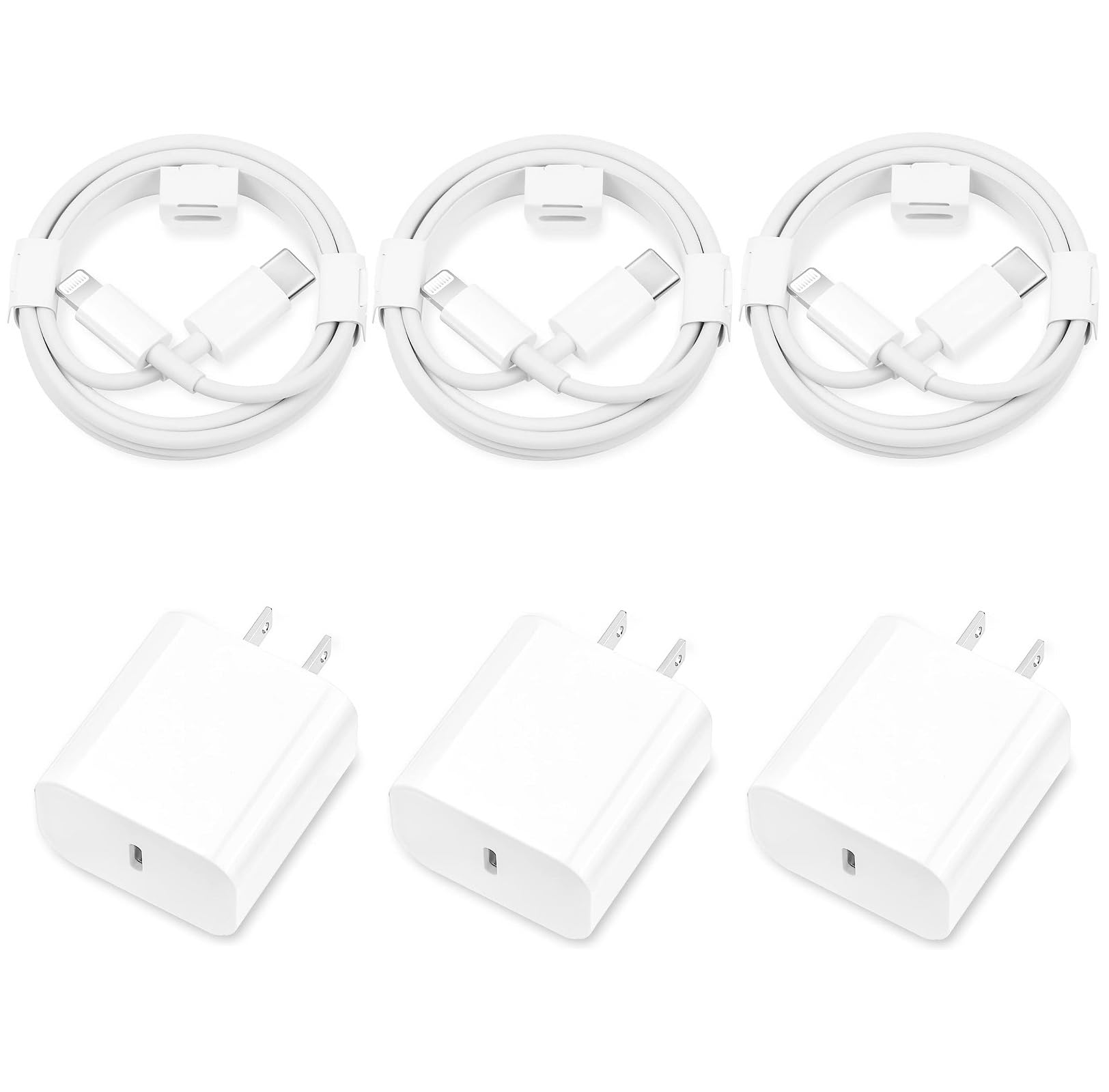 3 Pack [MFi Certified] iPhone 14 13 Fast Charger, PD 20W USB C Wall Charger Power Adapter with 6FT Type C to Lightning Fast Charging Cable Compatible for iPhone 14 13 12 11 XS XR X 8 iPad AirPods Pro