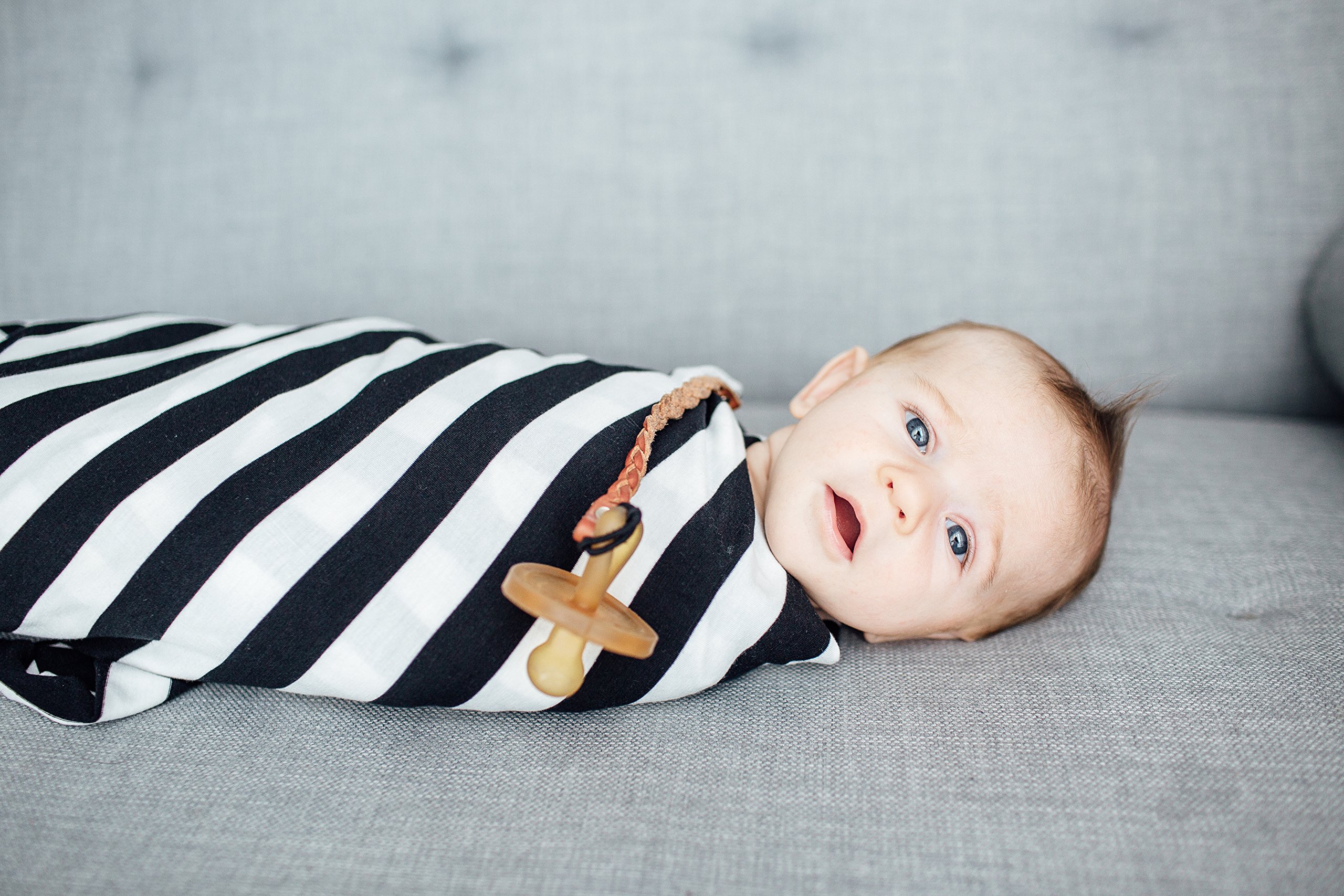 Copper Pearl Large Premium Knit Baby Swaddle Receiving Blanket Black and White Classic