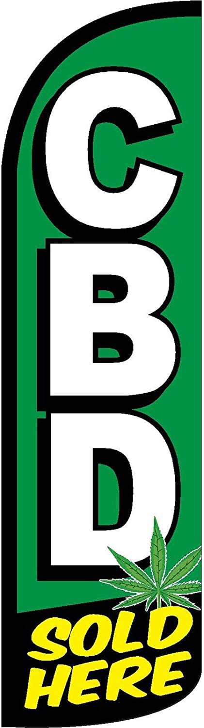 4 Less Co CBD SOLD HERE Windless Swooper Flag Feather Banner Sign 3x11.5 ft (Flag Only) gq