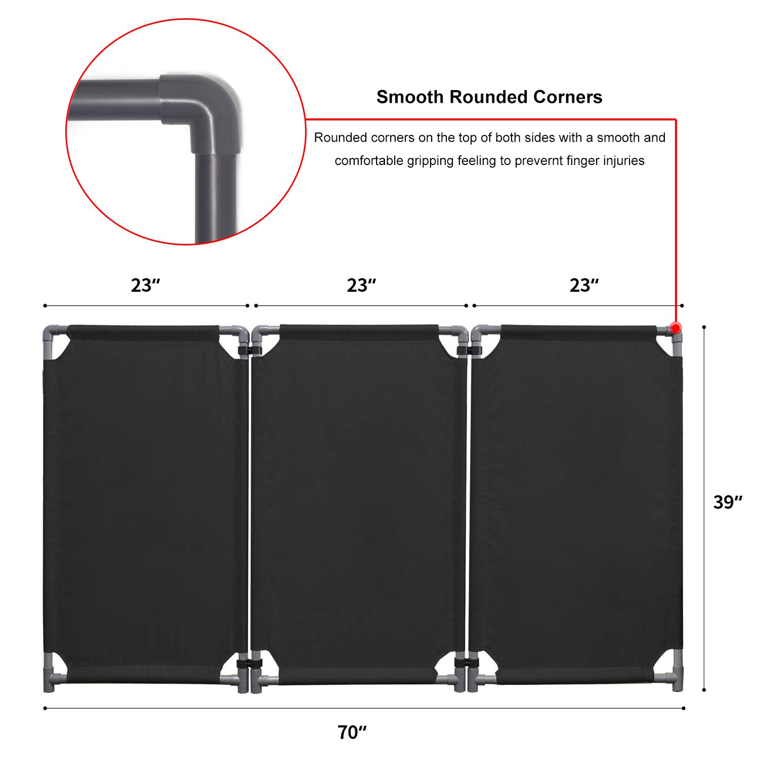 3 Panels Safety Barricade 5.8FT Foldable Security Sign Barrier Gate with Heavy Duty PVC Frame High Visibility Caution Symbol Crowd Control Restricted Area Pedestrian Barricade Traffic Fence Black