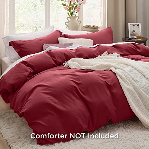 Bedsure Twin/Twin XL Duvet Cover Dorm Bedding - Soft Prewashed Red Duvet Cover Twin, 2 Pieces, Includes 1 Duvet Cover (68"x90") with Zipper Closure & 1 Pillow Sham, Comforter NOT Included