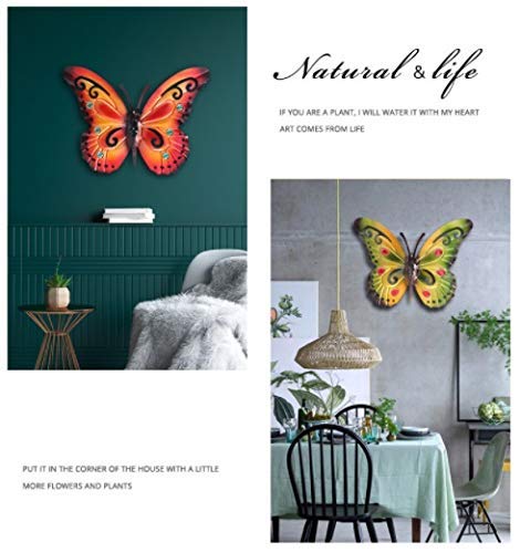 3D Metal Butterfly Wall Decoration Butterfly Wall Art for Garden Decor Wall Hanging Insert Decoration (Yellow)