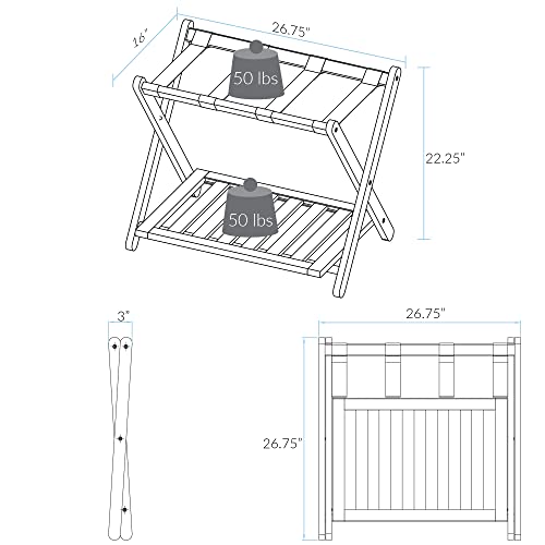 Casual Home Shelf-White Luggage Rack, 26.75" Wide