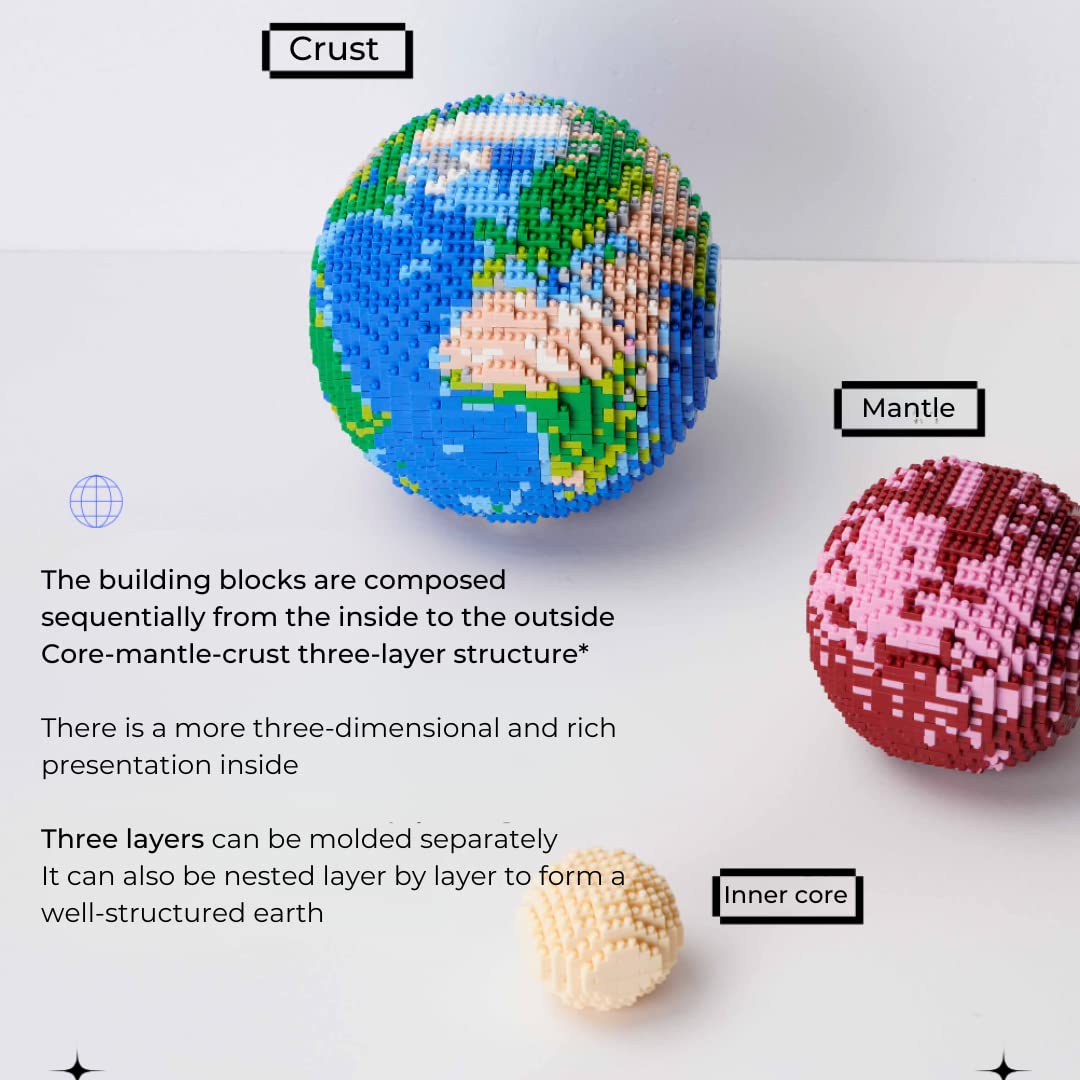 AstroReality: New 3D Pixel Earth Model Building Blocks Set (Pro), 11 Colors and 96 Shapes, Classic STEM Educational Puzzle, Toy for Adults and Kids 12+ (4,000 Pieces)