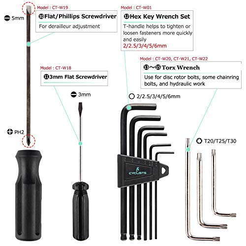 23 Piece Bike Tool Kit - Bicycle Repair Tool Box Compatible - Mountain/Road Bike Maintenance Tool Set with Storage Case