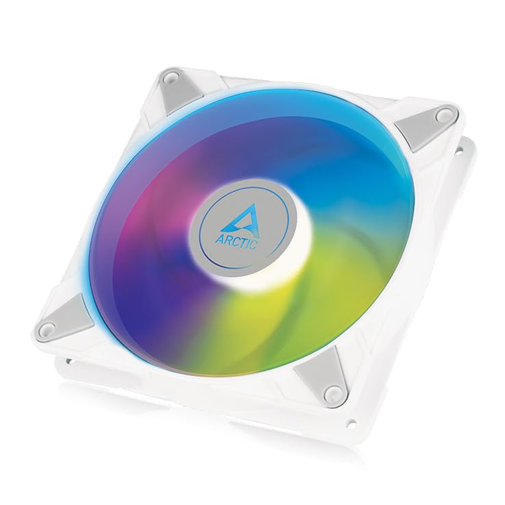 ARCTIC P14 PWM PST A-RGB - PC Fan, 140mm PWM Case Fan, Optimised for Static Pressure, Semi-Passive: 200β1900 RPM (0 RPM <5%), 5V 3 Pin A-RGB LED, Single Fan - White