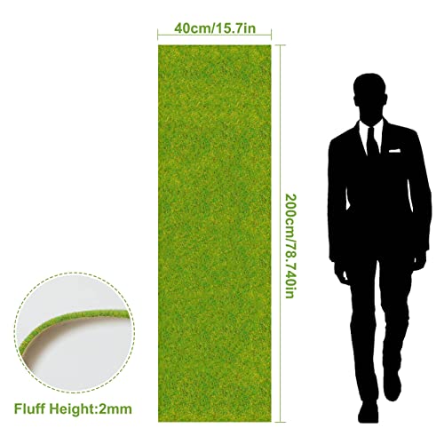 Artificial Model Grass Mat Trains Green White Yellow Snow 40x200cm or 15.7ββ x 78'' for Decoration Kids Craft Scenery Model DIY (Grass Green)