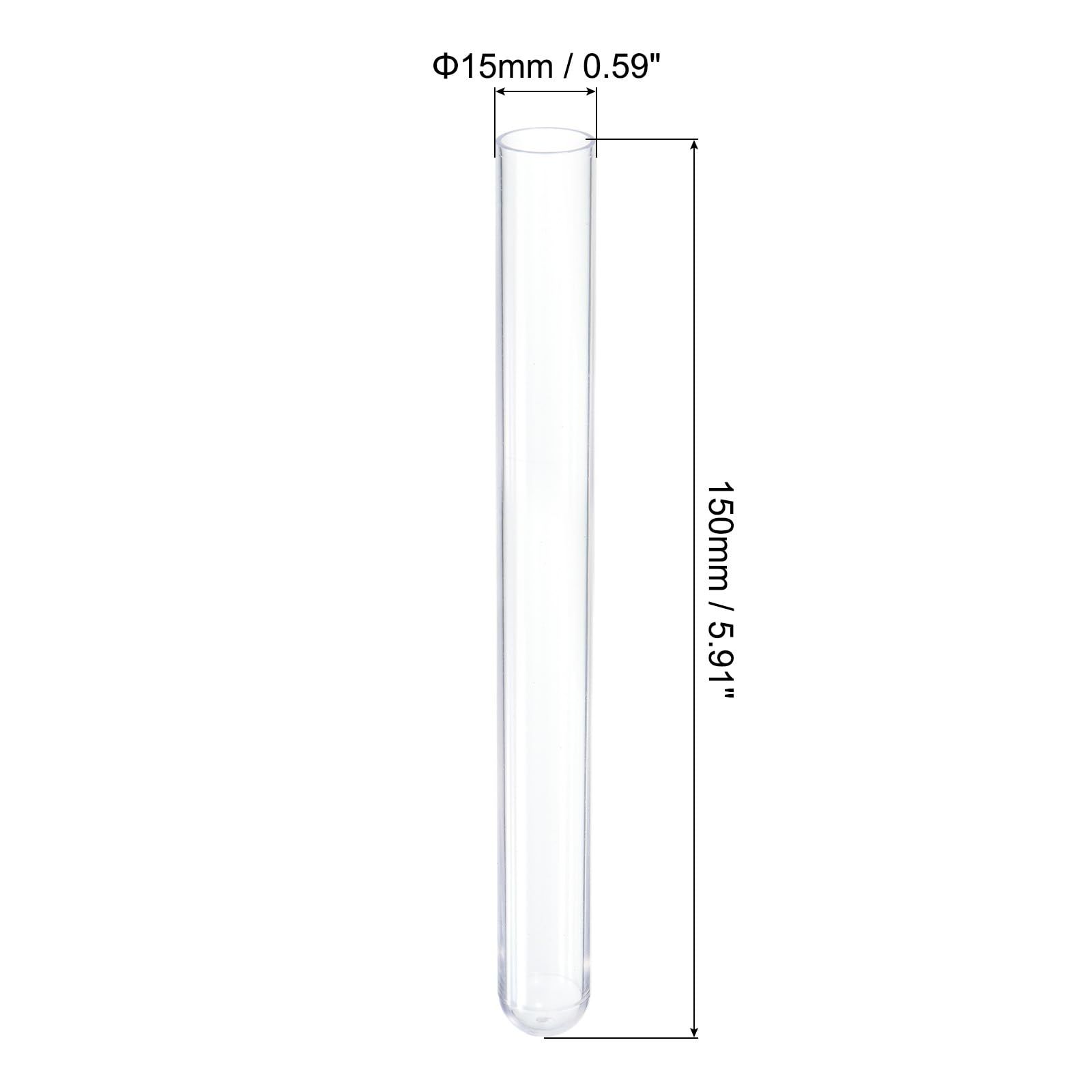 PATIKIL 13ml Plastic Test Tubes with Cork Stoppers, 15Pcs 150x15mm Tubes for Scientific Party Decoration Candy Bead Storage Bath Salt Lab Use, Clear