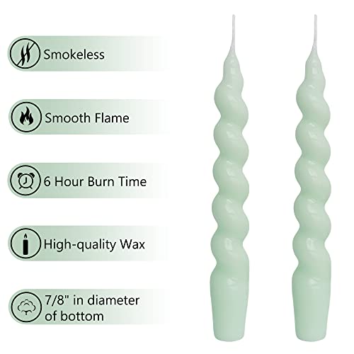 Gedengni Spiral Taper Dinner Candles Conical Stick Candles H 19 cm for Holiday Wedding Party (Blue Green)